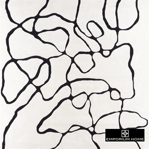 Squiggle Rug-Ivory/Black