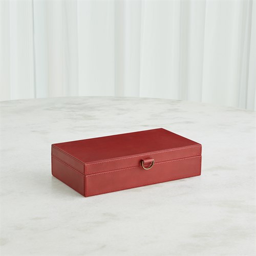 Marbled Leather D Ring Boxes-Deep Red